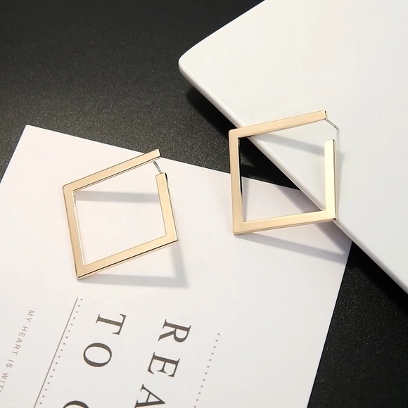 Jewelry | Elegant Gold Square Hoop Earrings | Poshmark